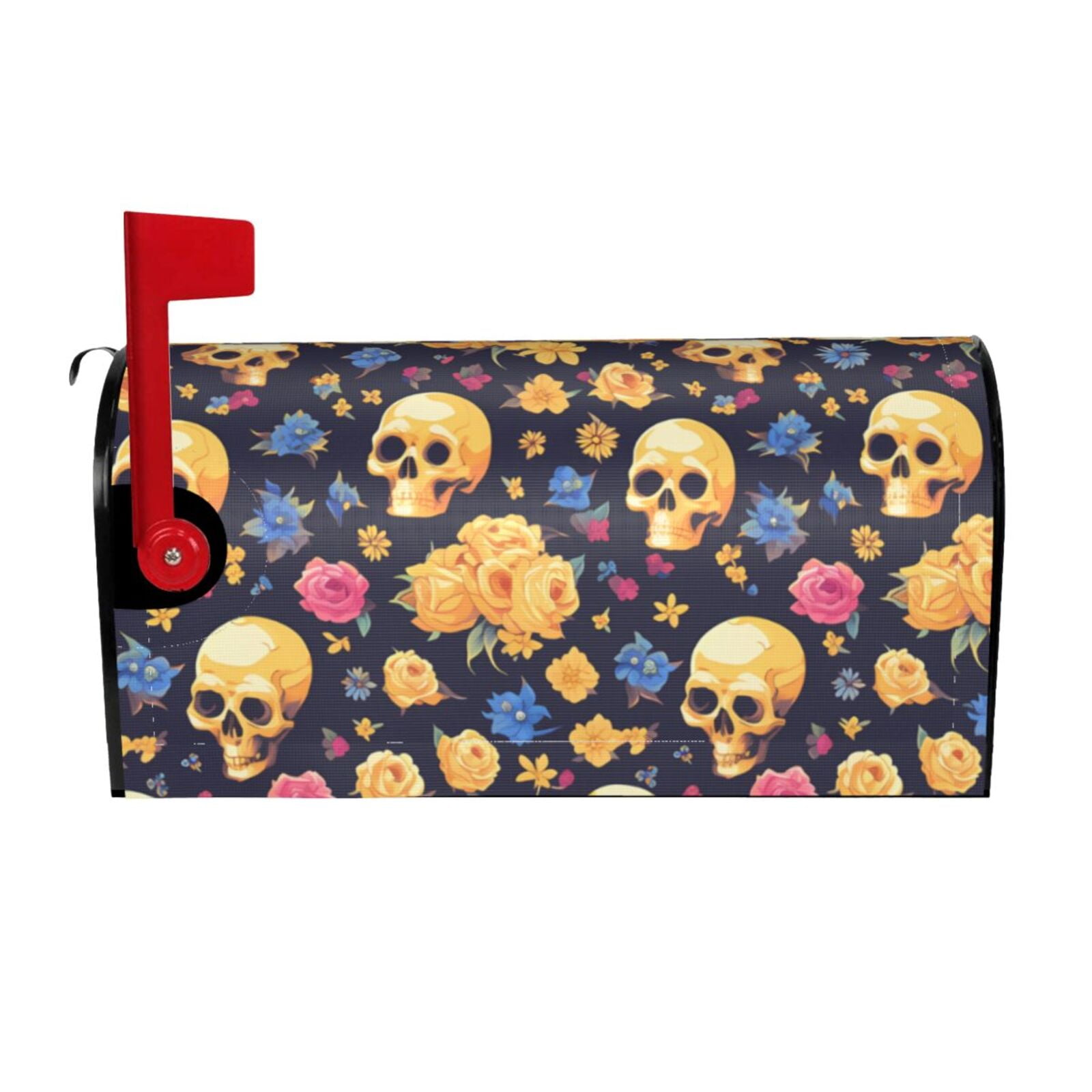 Mailbox Covers Skull gold flower Waterproof mail Box Covers, Magnetic ...