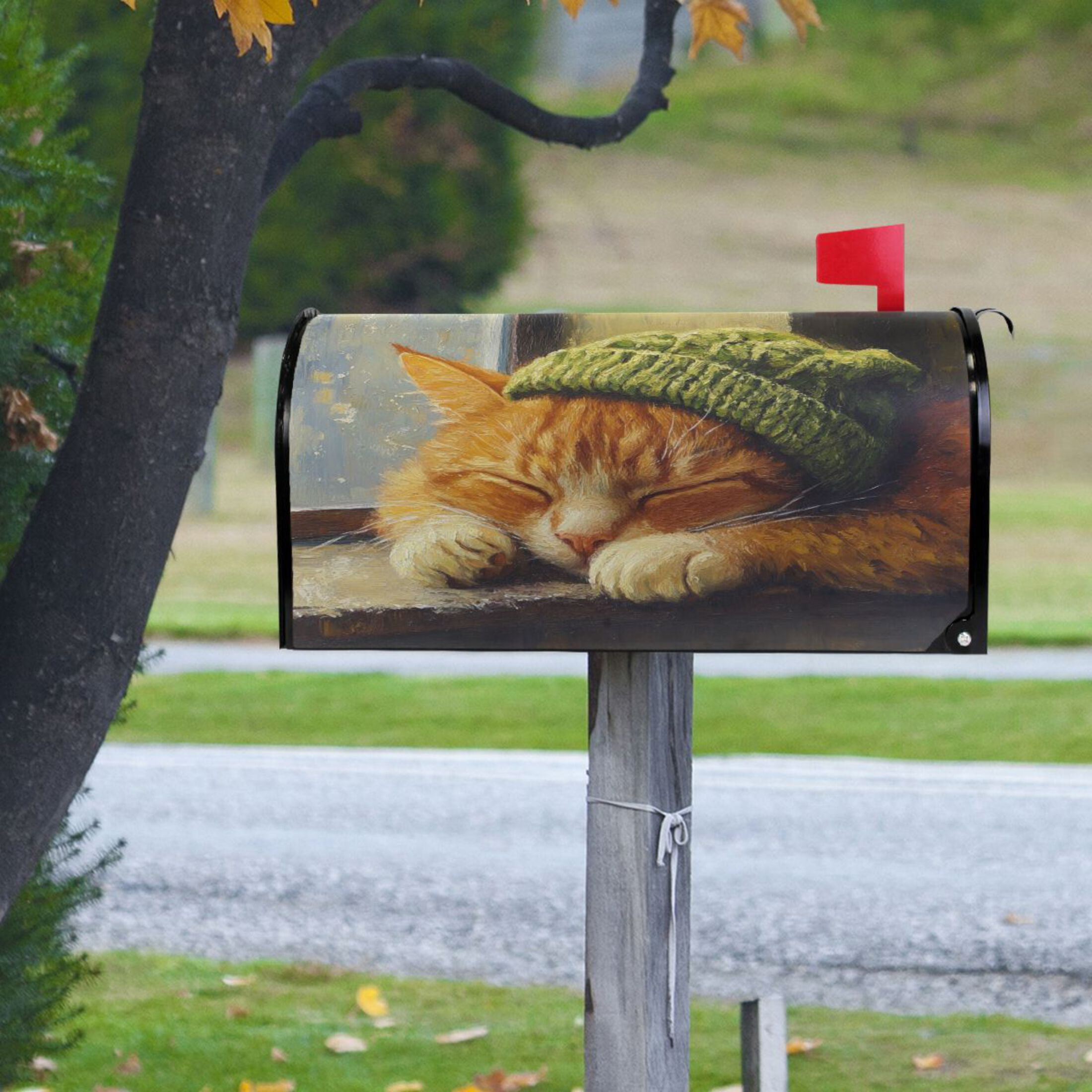 Mailbox Covers Sleepping Green Caps Cat Mailbox Cover - Walmart.com