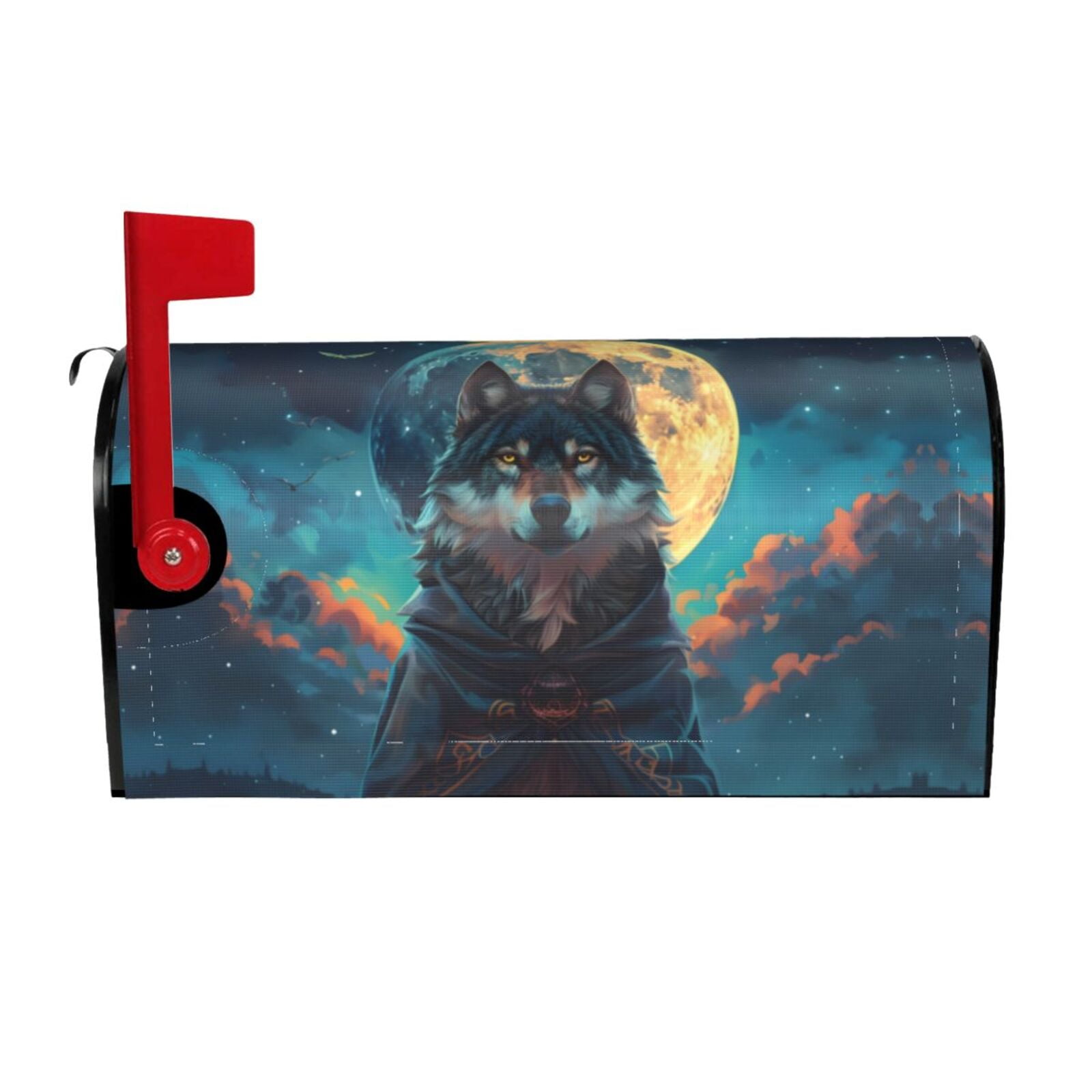 Mailbox Covers, Starry Sky Moon Wolf Leader Welcome Cute Mailbox Cover ...