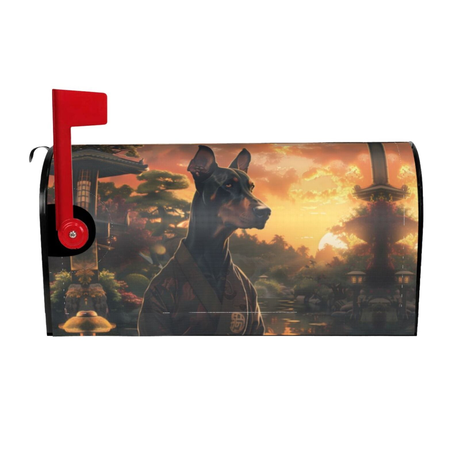 Mailbox Covers, Sunset Meditating Doberman Welcome Cute Mailbox Cover ...