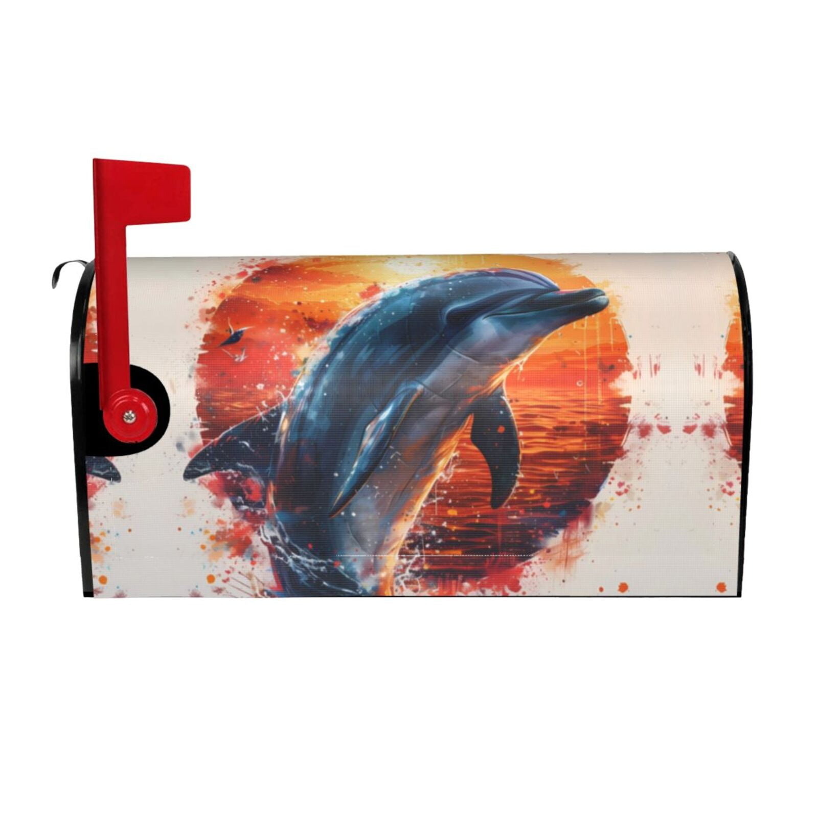 Mailbox Covers, Sunset Ocean Watercolor Dolphin Welcome Cute Mailbox ...