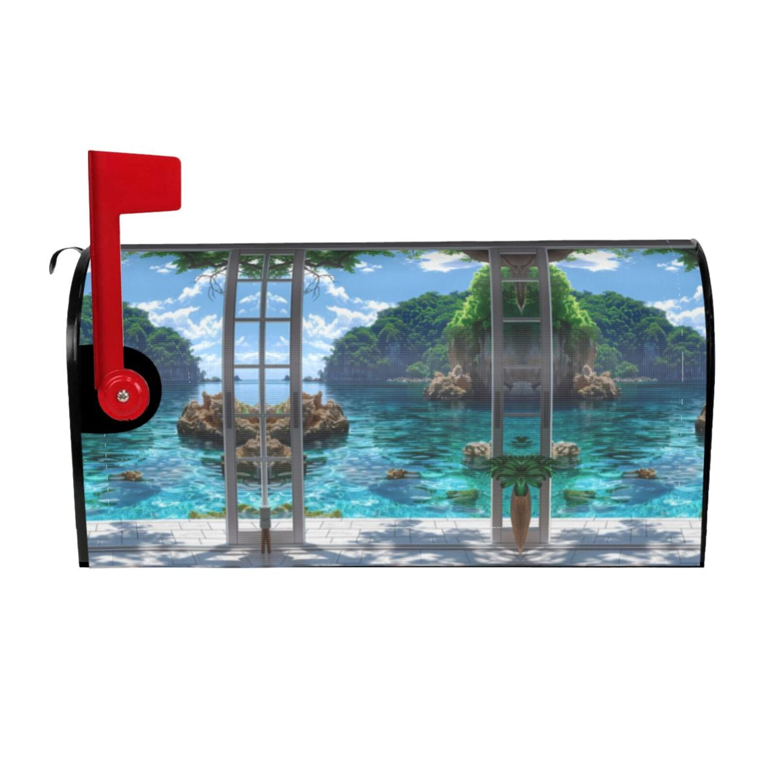 Mailbox Covers, Tropical Paradise Window View Welcome Cute Mailbox ...