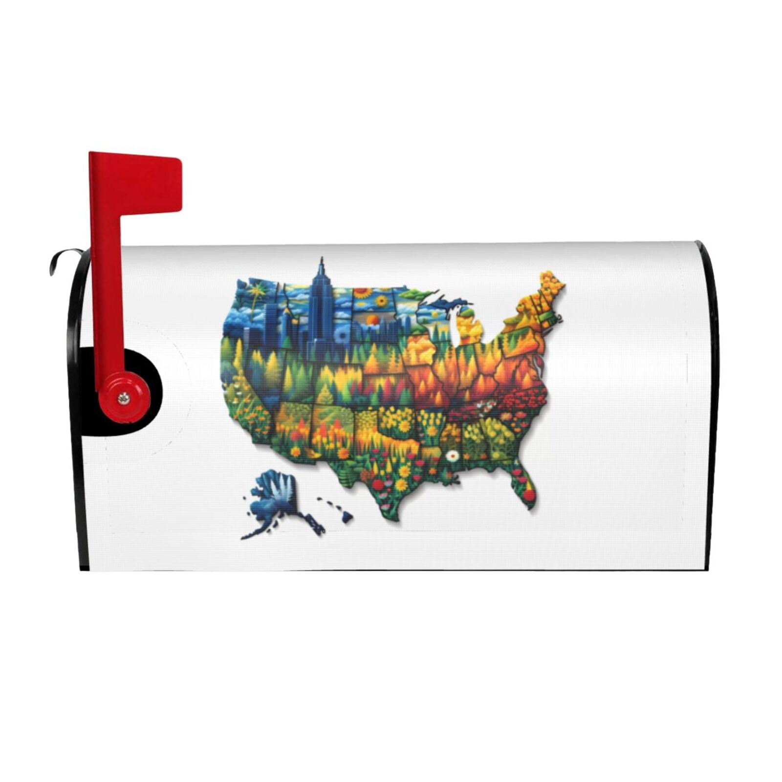 Mailbox Covers, USA Map Floral States Welcome Cute Mailbox Cover ...