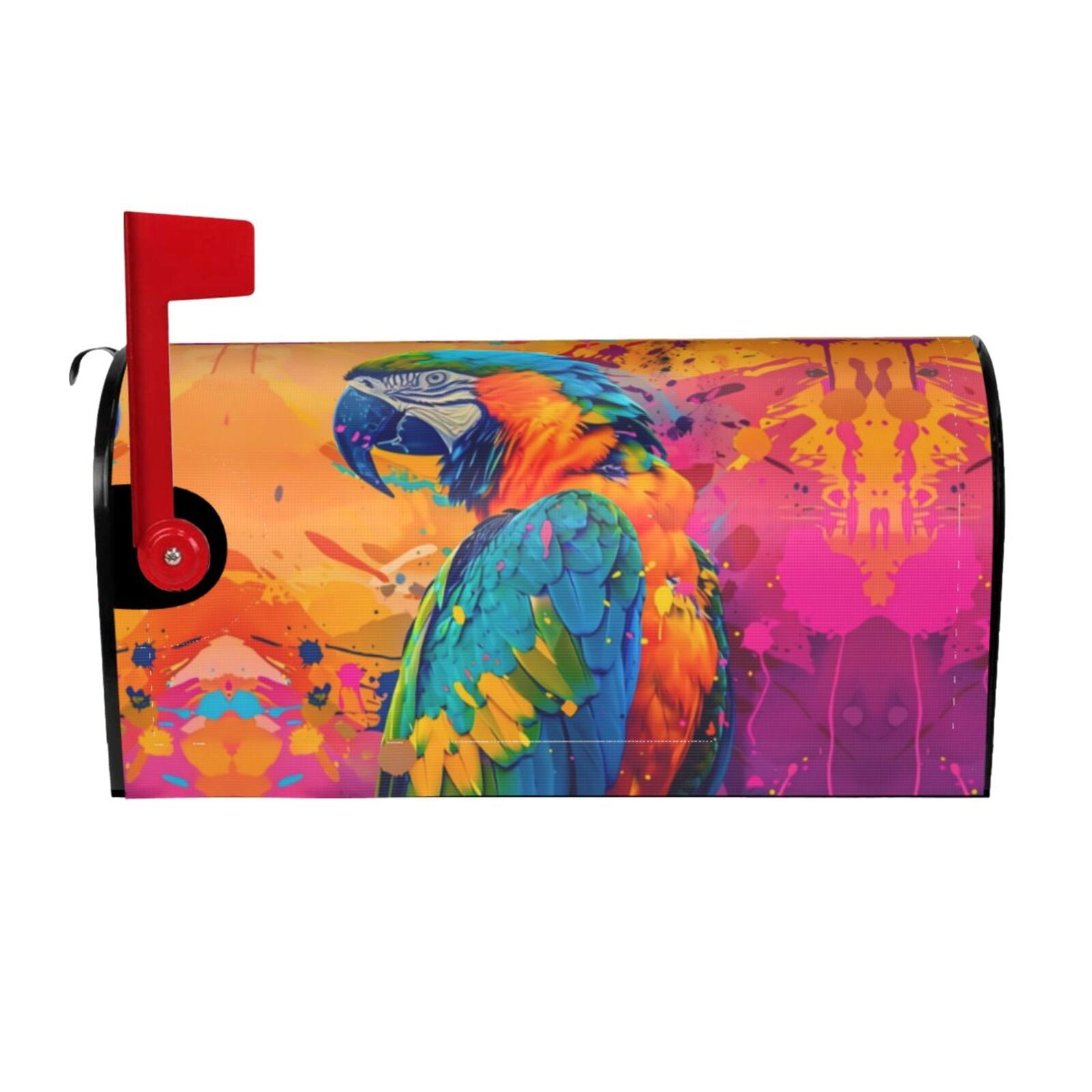 Mailbox Covers, Vibrant Parrot Splash Art Welcome Cute Mailbox Cover ...