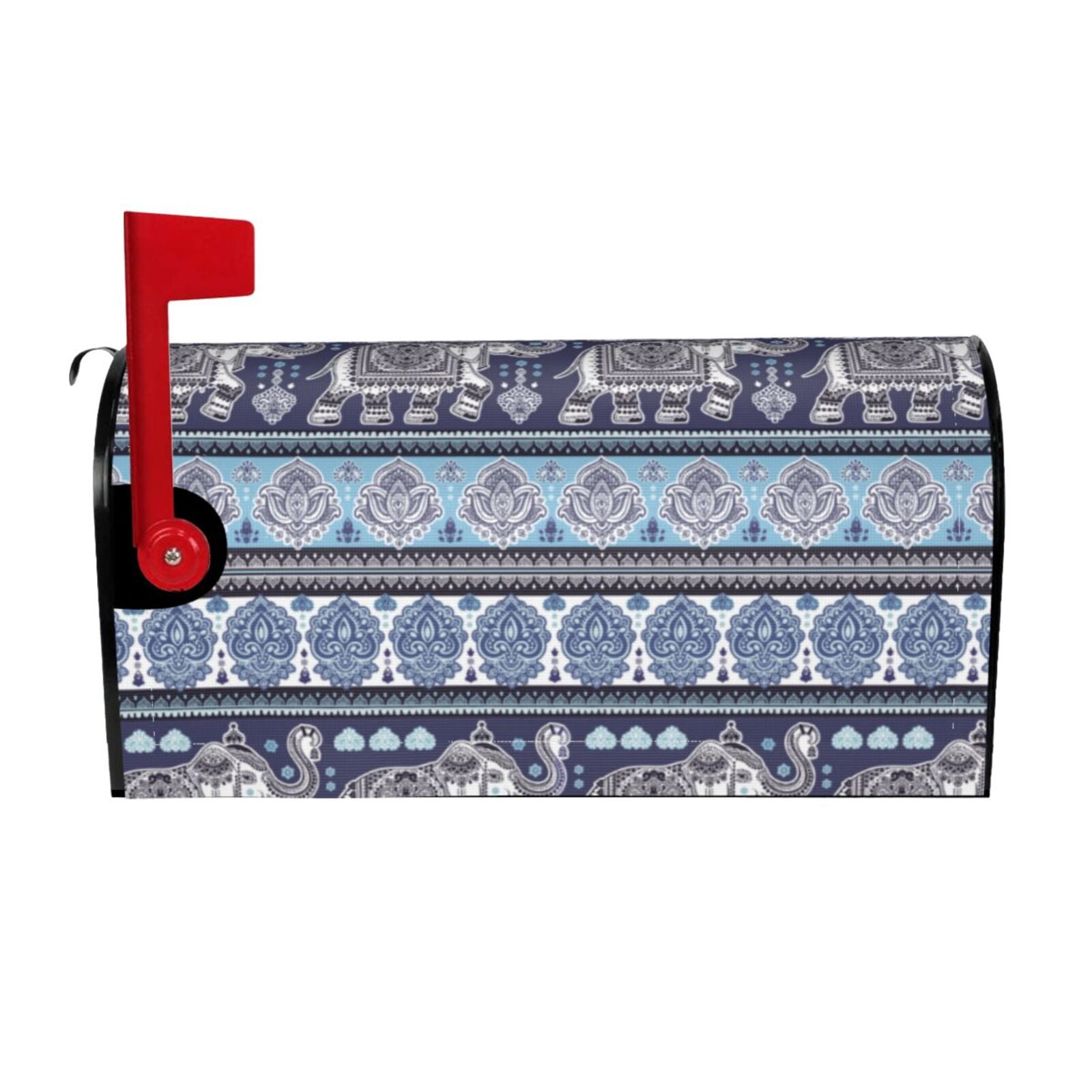 Mailbox Covers Vintage Indian lotus elephant blue Waterproof mail Box ...