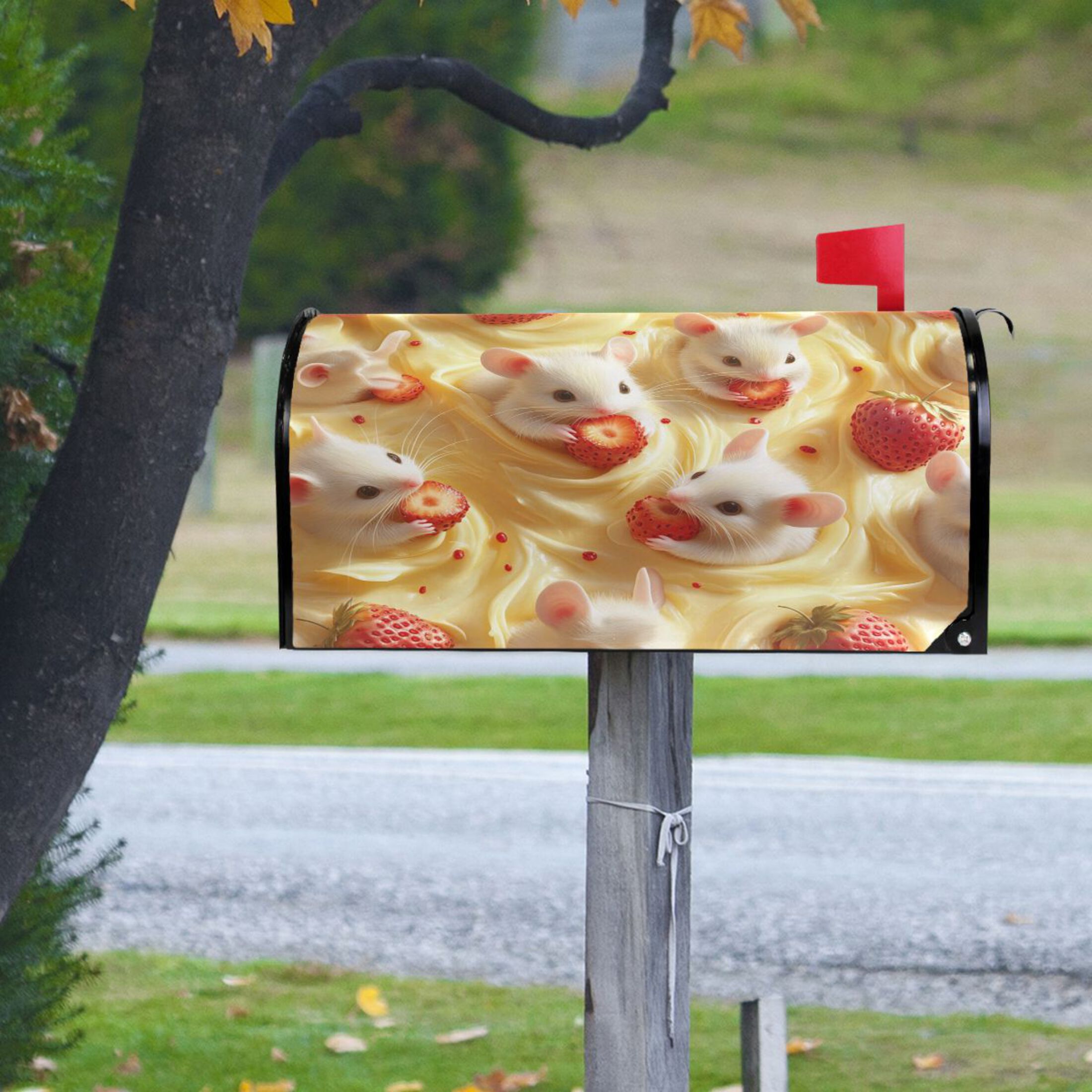 Mailbox Covers White Cut Mice Eat Strawberry Mailbox Cover - Walmart.com