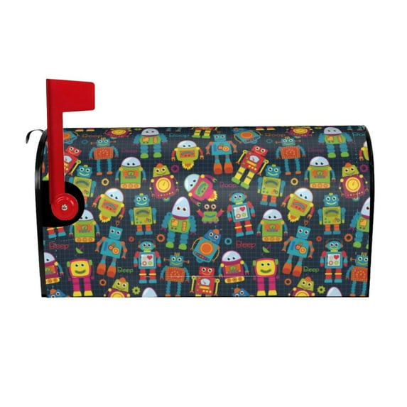Mailbox Covers, cartoon robot Welcome Mailbox Cover Magnetic Extra ...