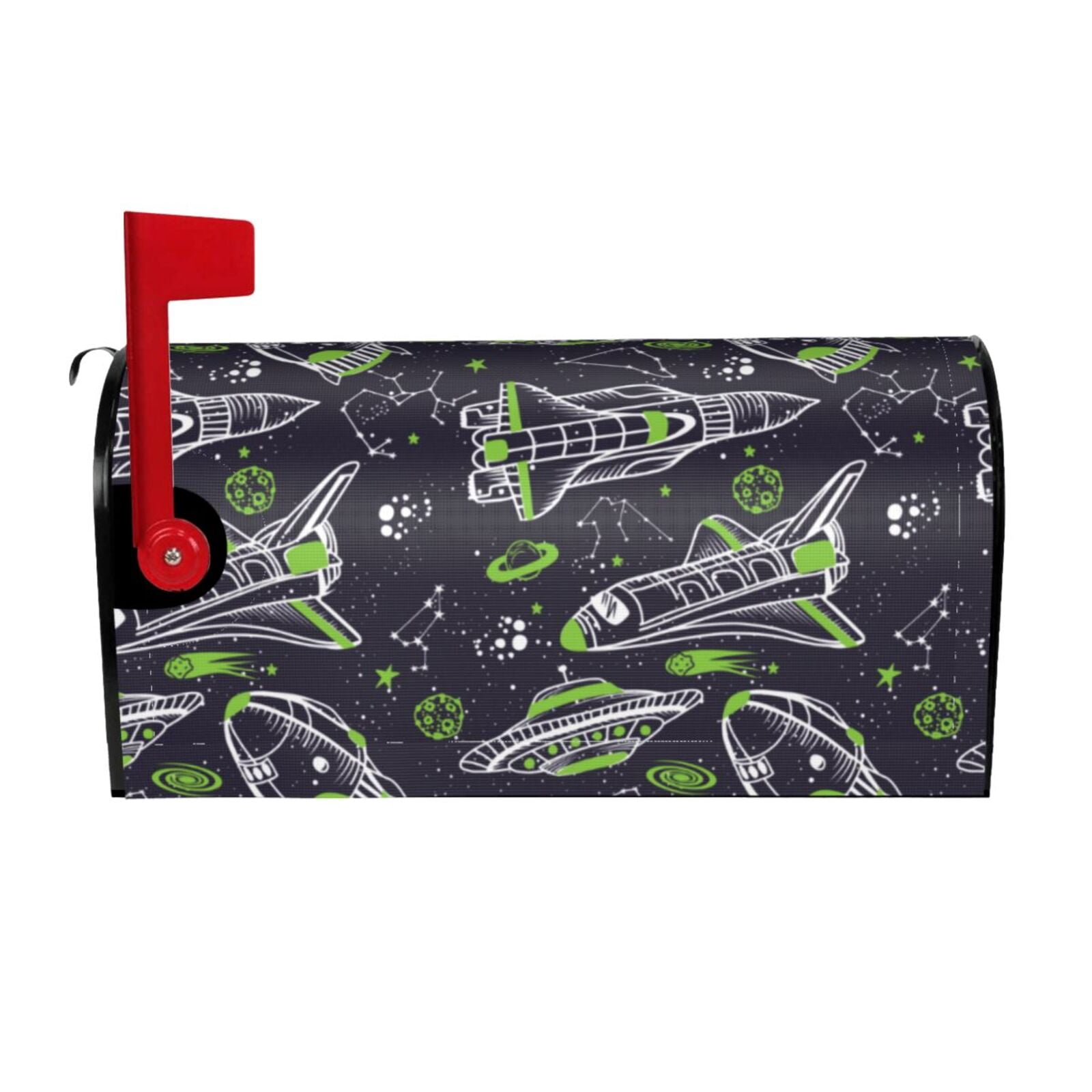 Mailbox Covers, green Space Pattern white Welcome Mailbox Cover ...