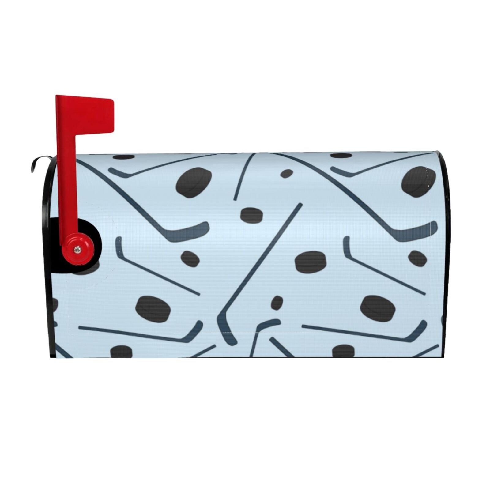 Mailbox Covers, hockey sticks pucks blue print Welcome Cute Mailbox ...