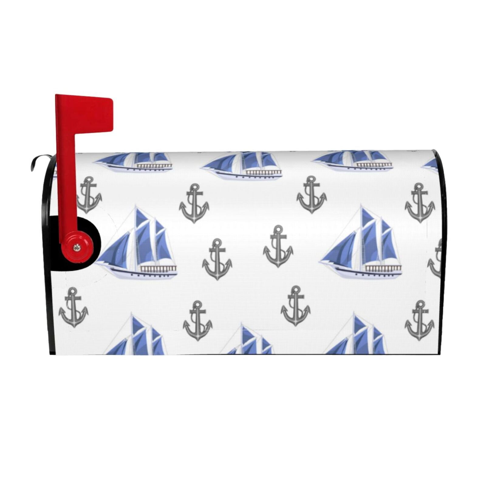 Mailbox Covers, ship blue sails anchors white Welcome Cute Mailbox ...