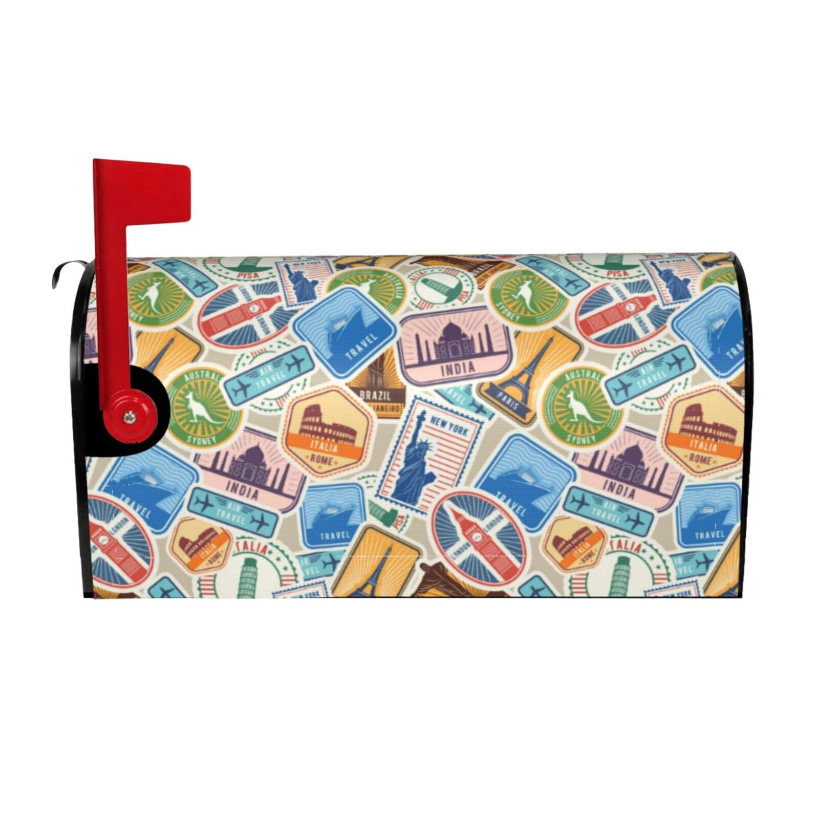 Mailbox Covers, travel stamp Print Welcome Cute Mailbox Cover Magnetic ...