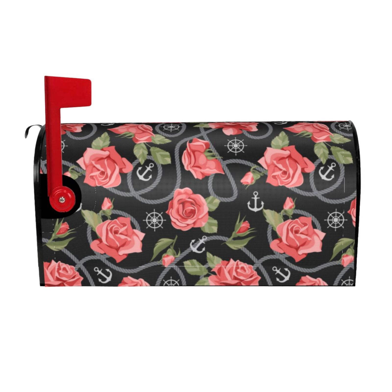 Mailbox Covers, trendy red roses anchor black Welcome Cute Mailbox ...