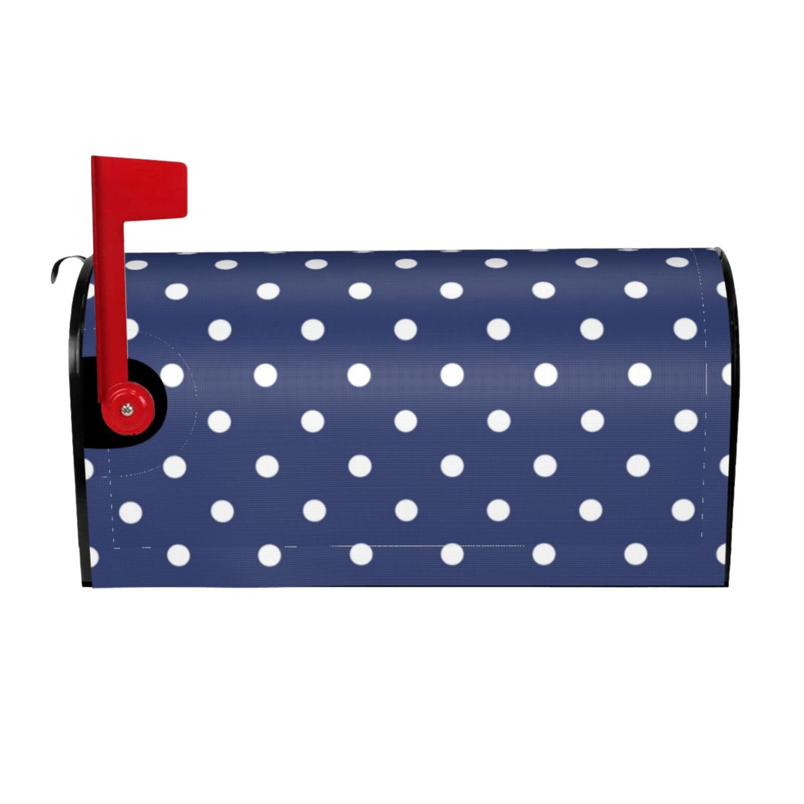 Mailbox Covers, white polka dots dark blue Welcome Cute Mailbox Cover ...