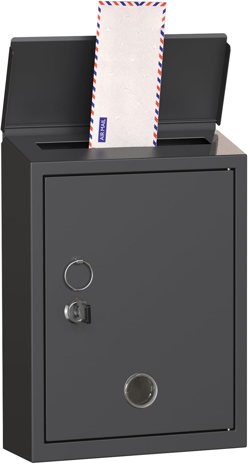 Mailbox with Key Unlock, Metal Mail Boxes Suggestion Box Wall Mount ...