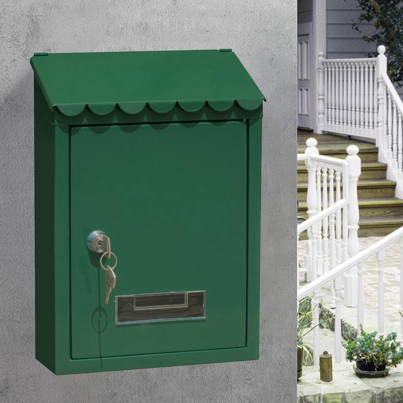 Mailbox Letterbox Wall Mounted Secure Locking Mail Storage Green ...