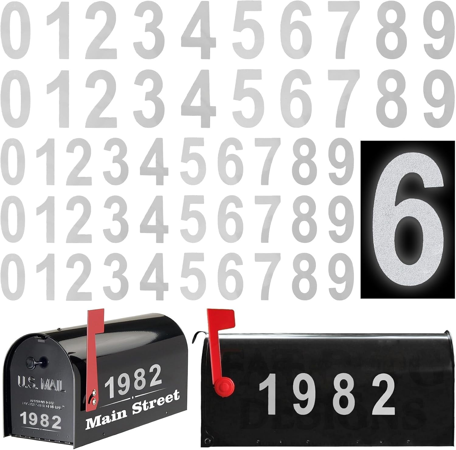 Mailbox Numbers, 50 PCS Reflective Mailbox Numbers for Outside, Self ...