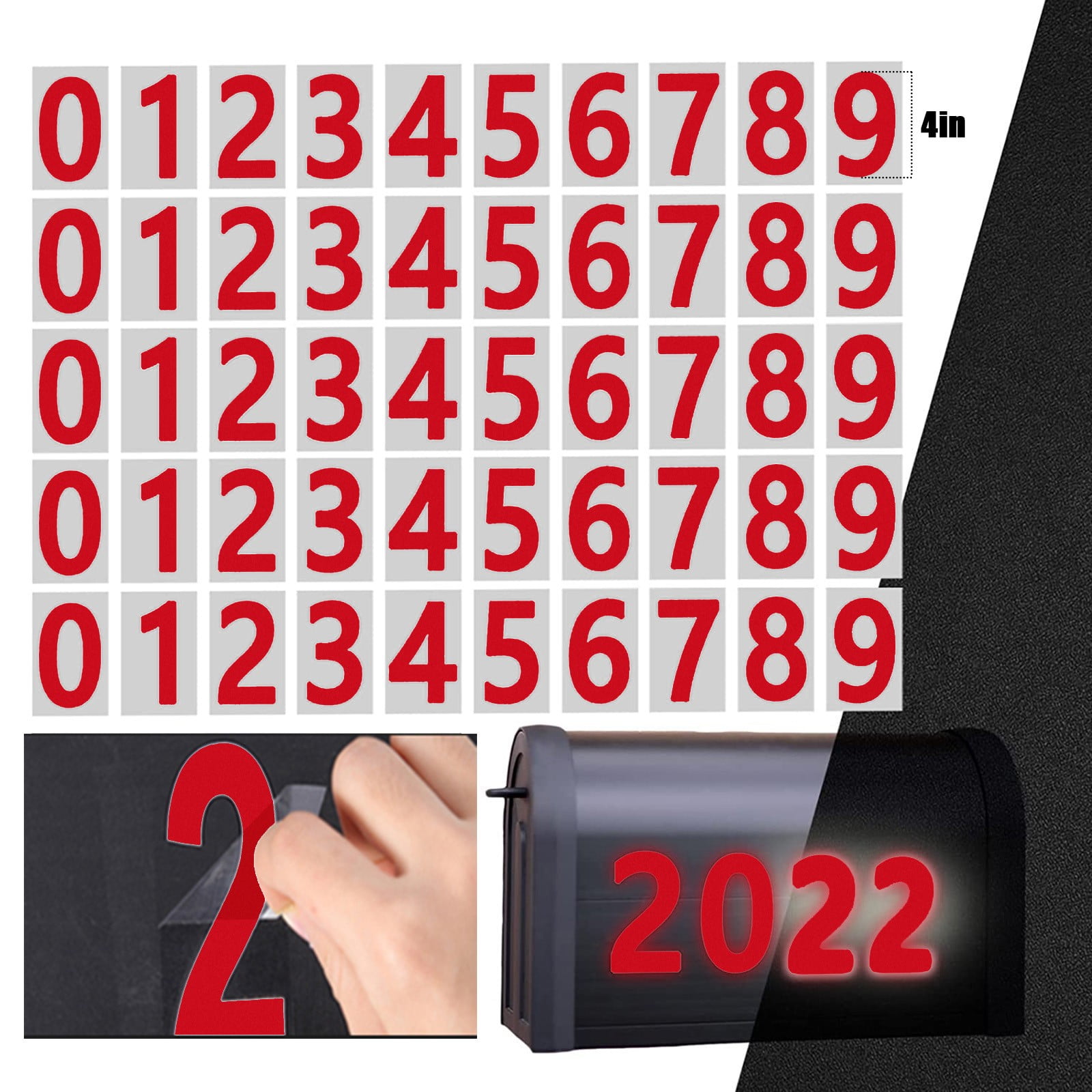 Mailbox Numbers For Outside 5 Sets 0-9 Reflective Number Stickers ...