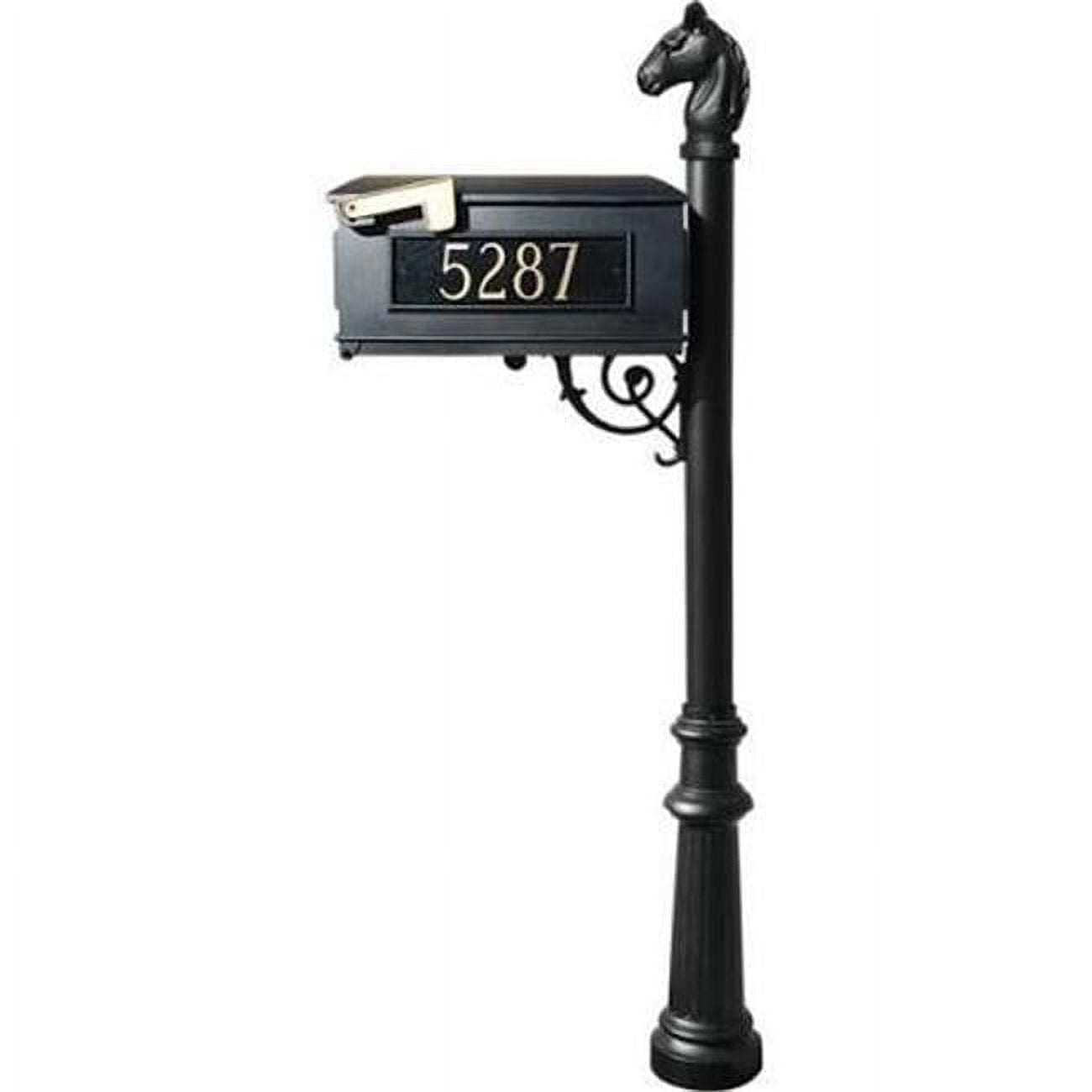 Mailbox Post System with Fluted Base & Horsehead Finial & 3 Cast Plates ...