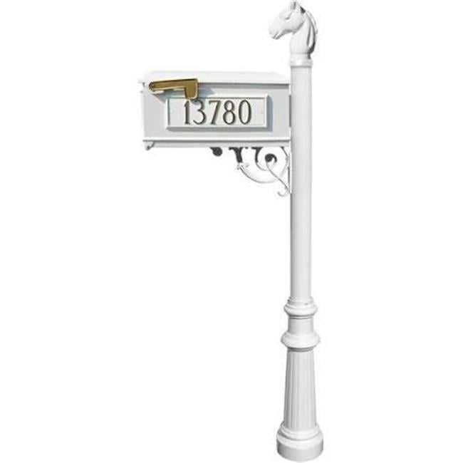 Mailbox Post System with Fluted Base & Horsehead Finial & 3 Cast Plates ...