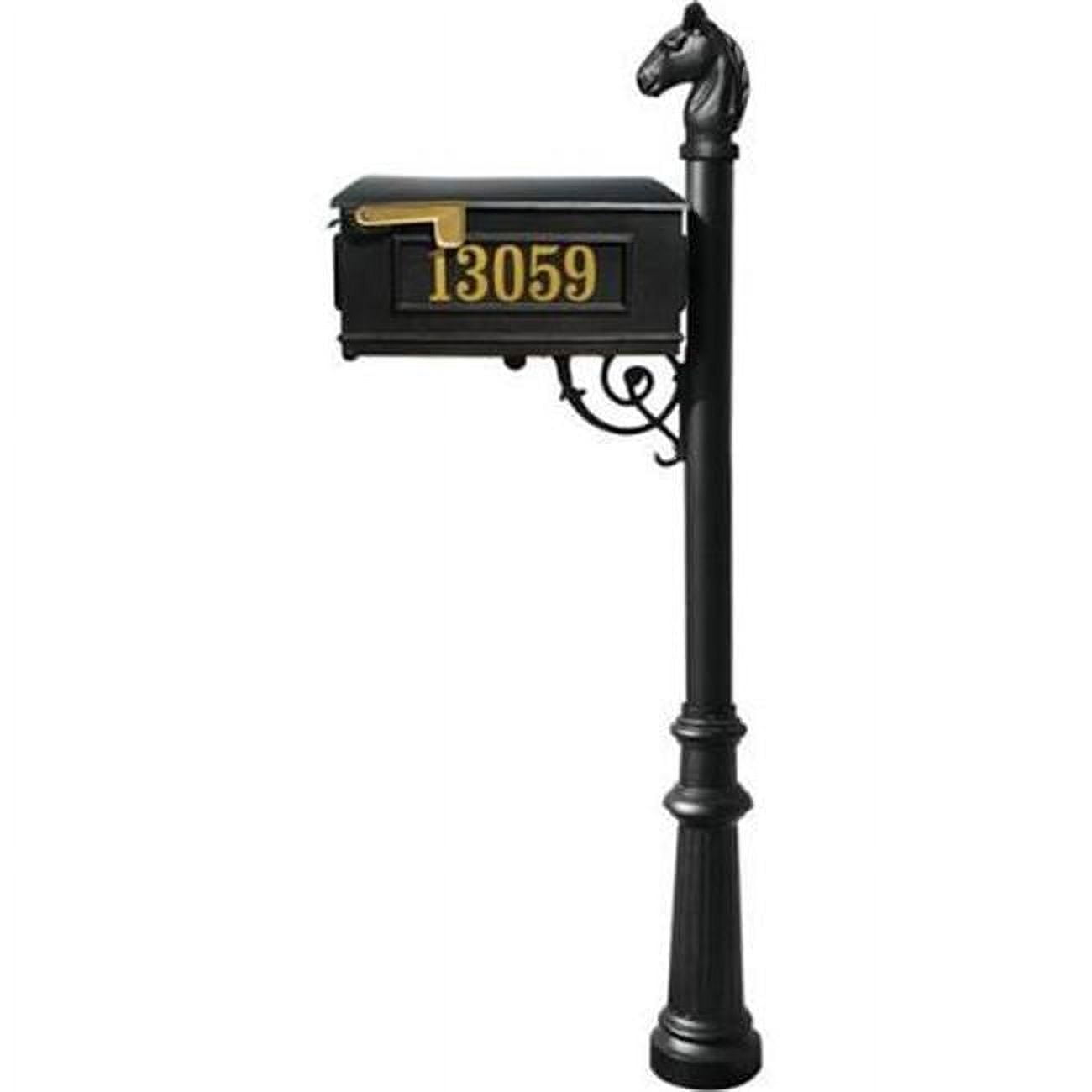 Mailbox Post System with Fluted Base & Horsehead Finial, Black ...
