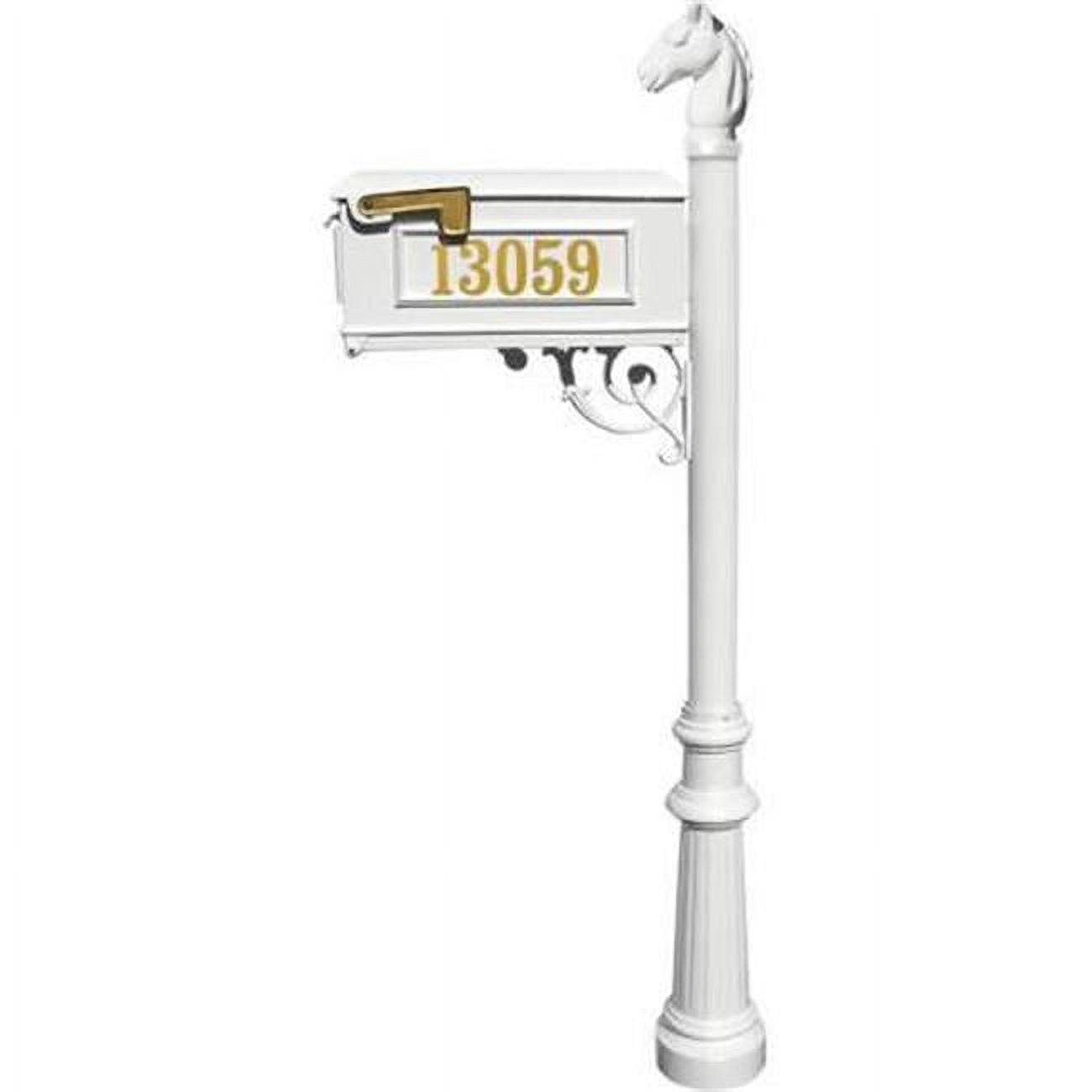 Mailbox Post System with Fluted Base & Horsehead Finial - White ...