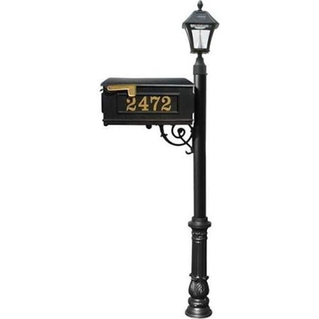 Mailbox Post System with Ornate Base & Bayview Solar Lamp, Black ...