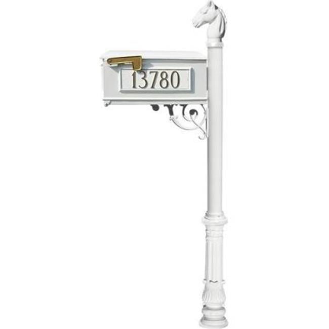 Mailbox Post System with Ornate Base & Horsehead Finial & 3 Cast Plates ...