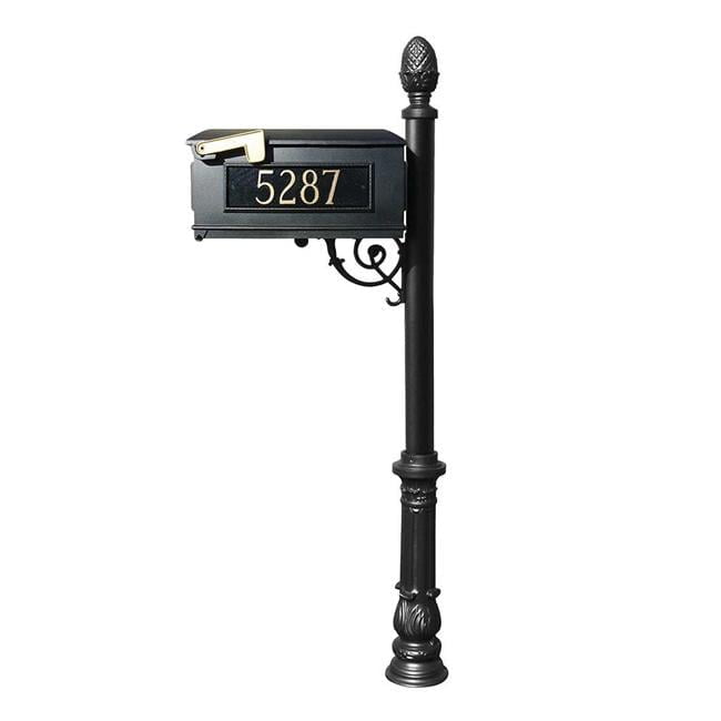 Mailbox Post System with Ornate Base & Pineapple Finial & 3 Cast Plates ...