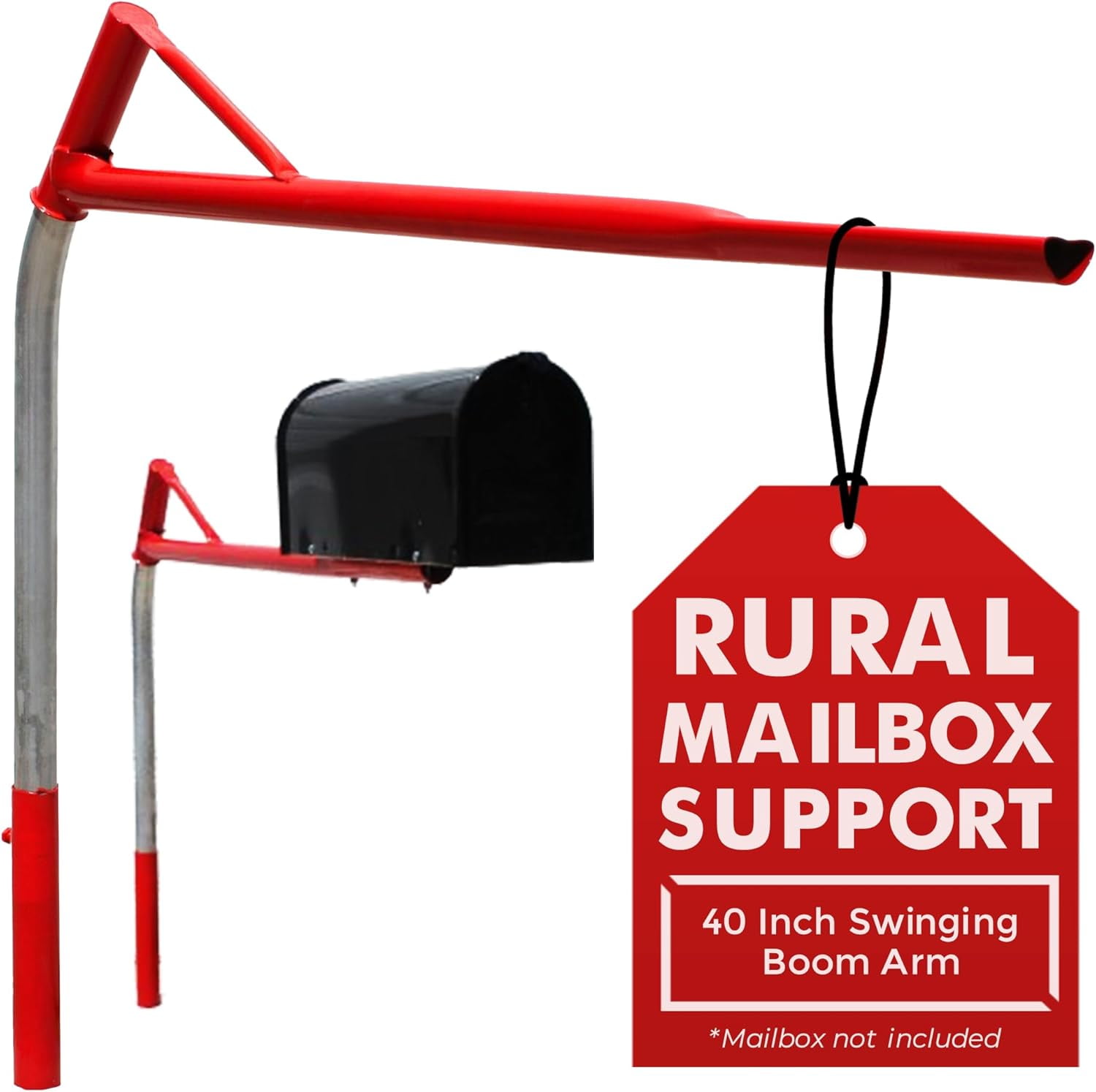 Mailbox Support Post with Swinging Boom Arm, No Dig Post, Galvanized ...