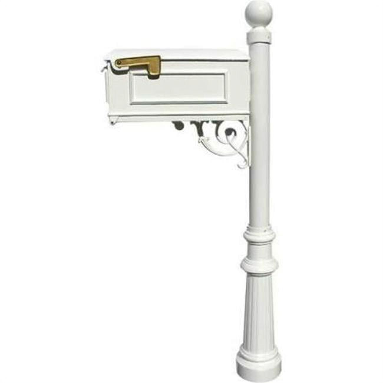 Mailbox System with Post Fluted Base & Ball Finial, White - Walmart.com