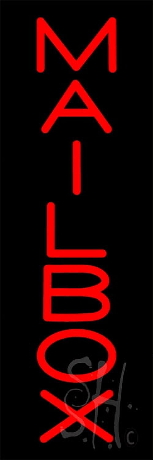 Mailbox Vertical LED Neon Sign 24 x 8 - inches, Black Square Cut ...