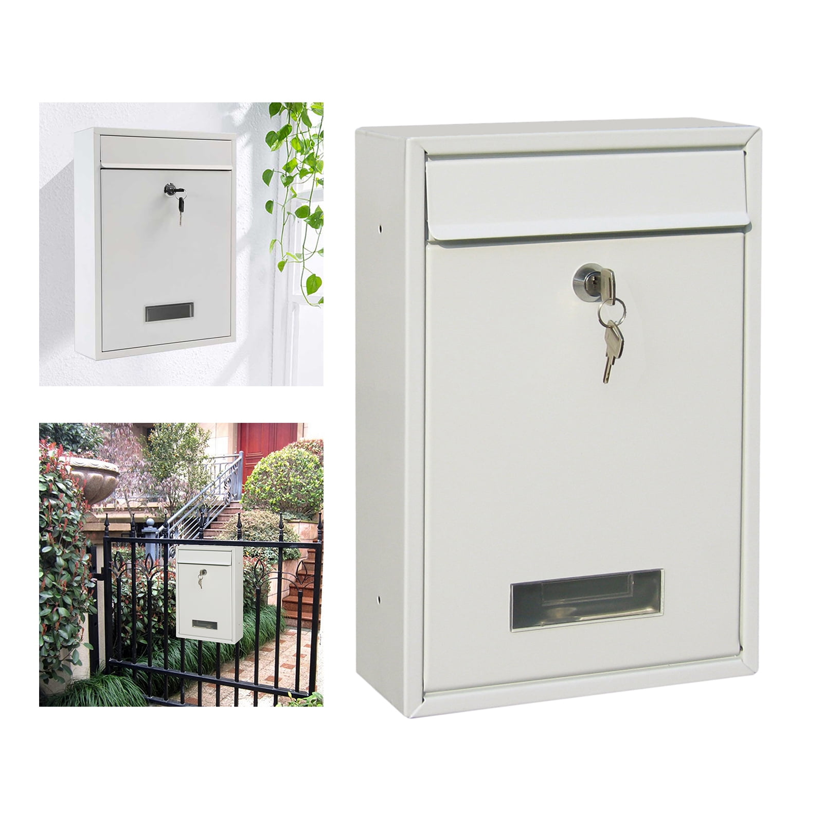 Mailbox Wall Mount Post Mail Lockable Mail Key Front Door Decorative ...