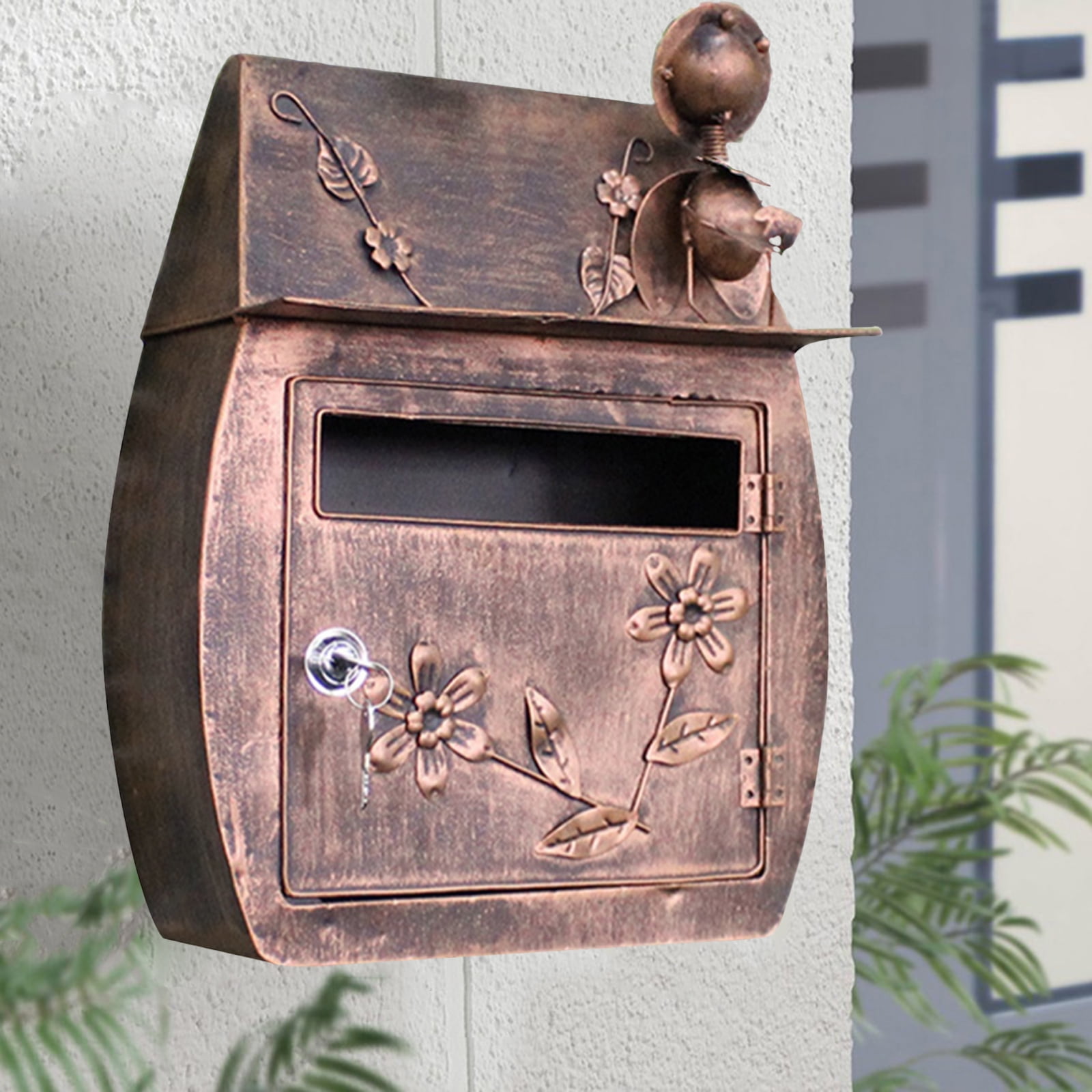 Mailboxes Lockable Outdoor Vertical Mailbox Rust- Letterboxes Townhouse ...