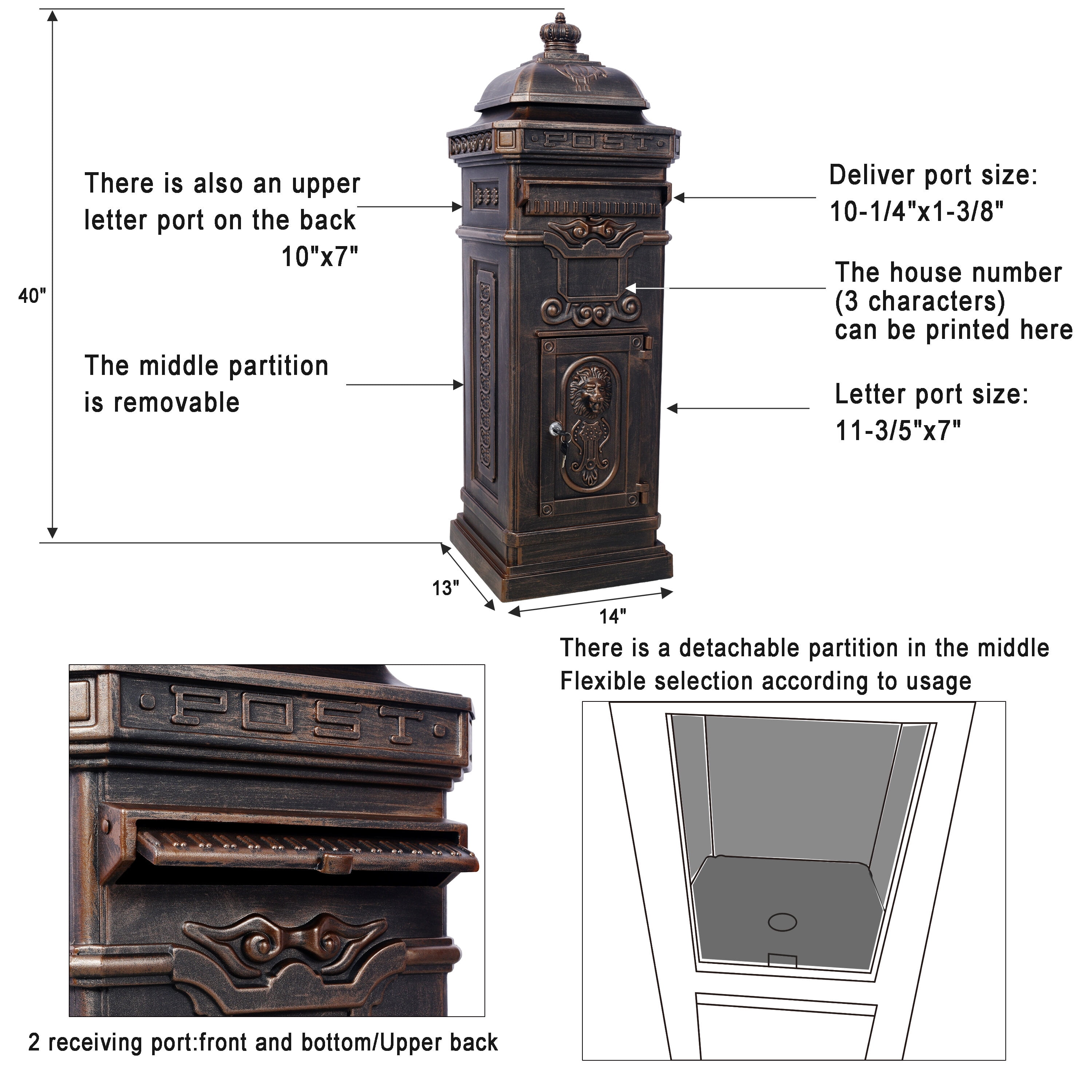 Mailboxs Mailboxes Residential The Court Large-Capacity Letter Box ...