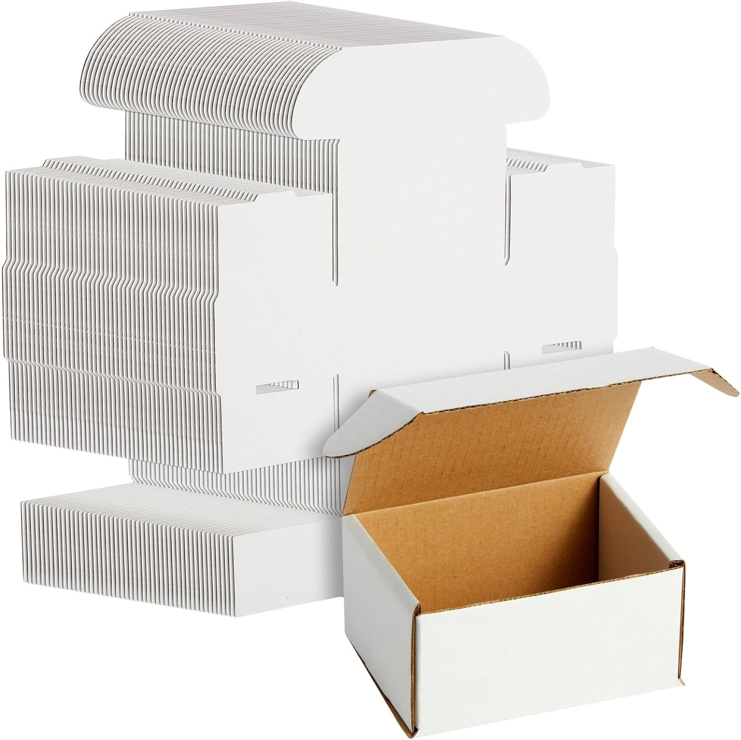 Mailing Box - 50 Pack, White, 4 x 3 x 2 Inch Corrugated Cardboard ...