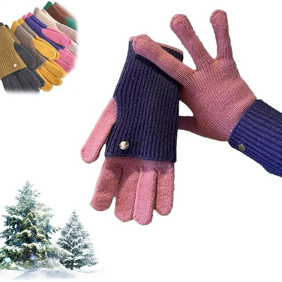 Maillard Two-Way Knit Gloves, Convertible Full & Half Finger Gloves ...