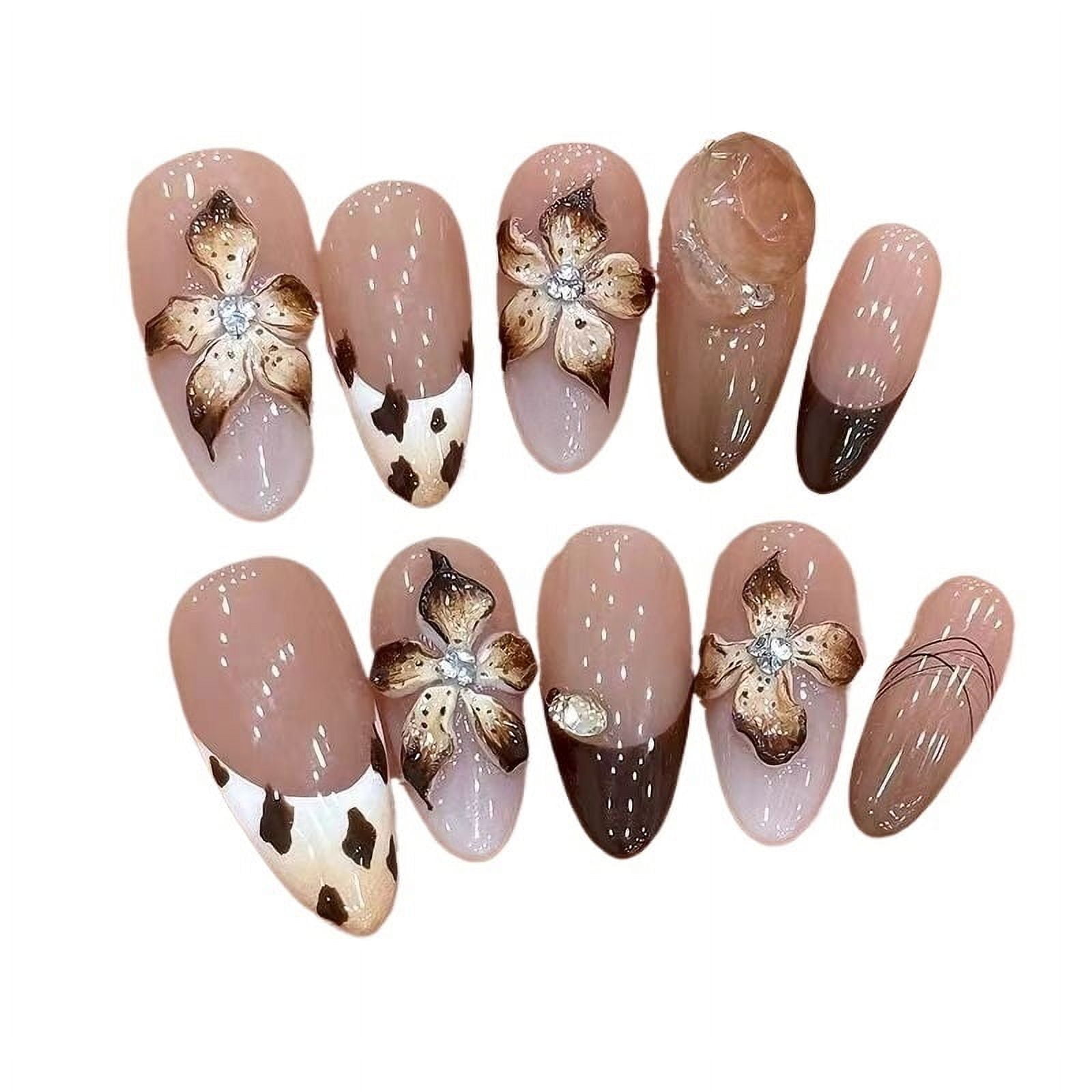 Maillard Wears Medium And Long Nails, High-end Pure Handmade Leopard ...
