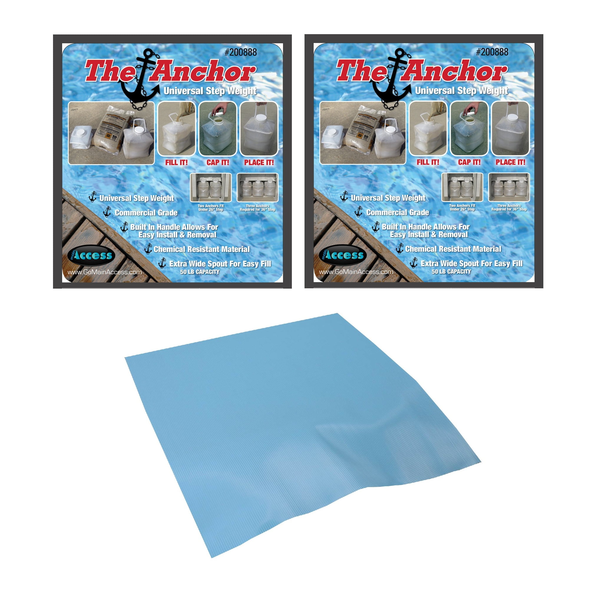 Main Access Universal Pool Ladder Anchor (2 Pack) and Pool Ladder Liner ...