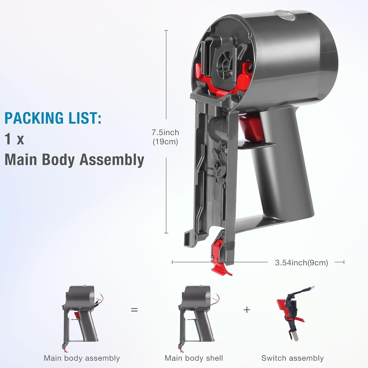 Main Body Assembly Housing Compatible with V8 SV10 Vacuum Cleaner ...