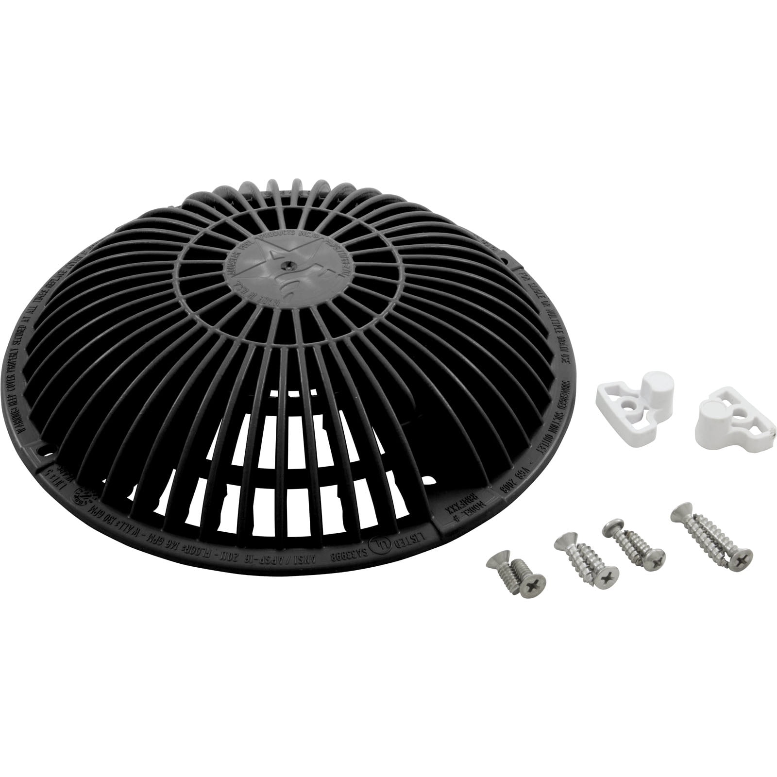 Main Drain Grate, Retro 8" Round, MoFlow, w/Hardware, Dark Gray ...
