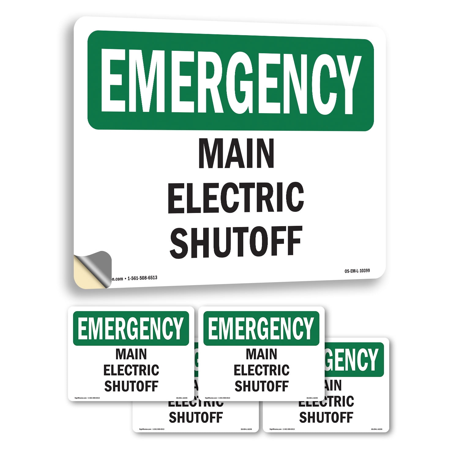 Main Electric Shutoff OSHA Emergency Vinyl Decal Label 10 Inch x 7 Inch ...