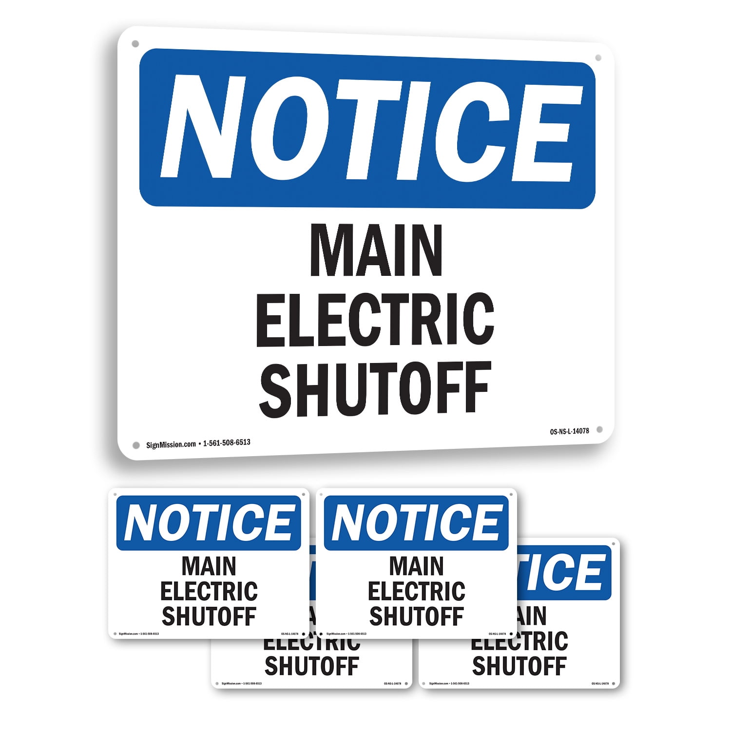 Main Electric Shutoff OSHA Notice Aluminum Sign 24 Inch x 18 Inch - 5 ...