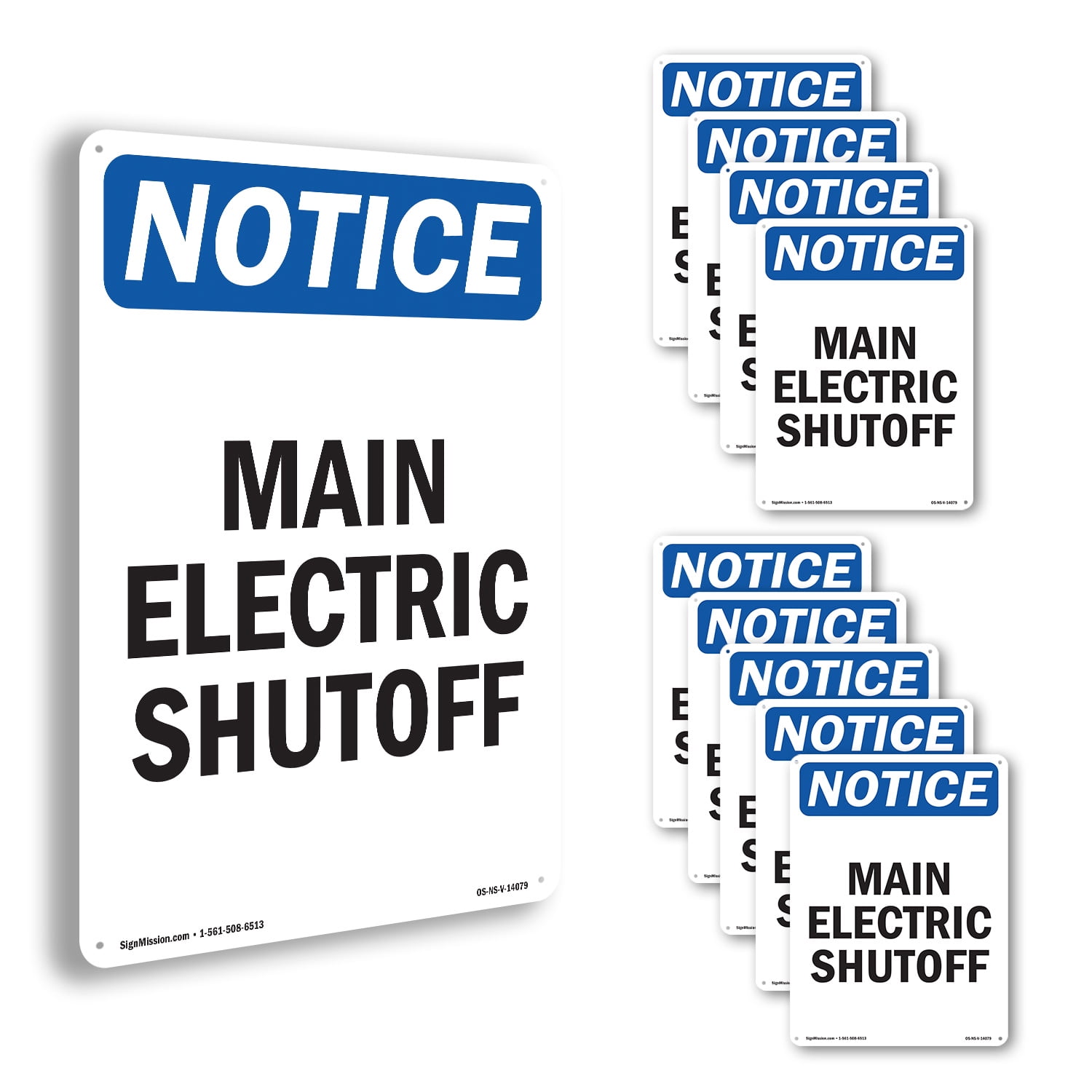 Main Electric Shutoff OSHA Notice Rigid Plastic Sign 18 Inch x 12 Inch ...