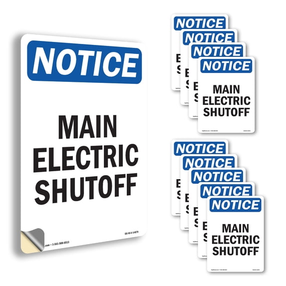 Main Electric Shutoff OSHA Notice Vinyl Decal Label 10 Inch x 7 Inch ...