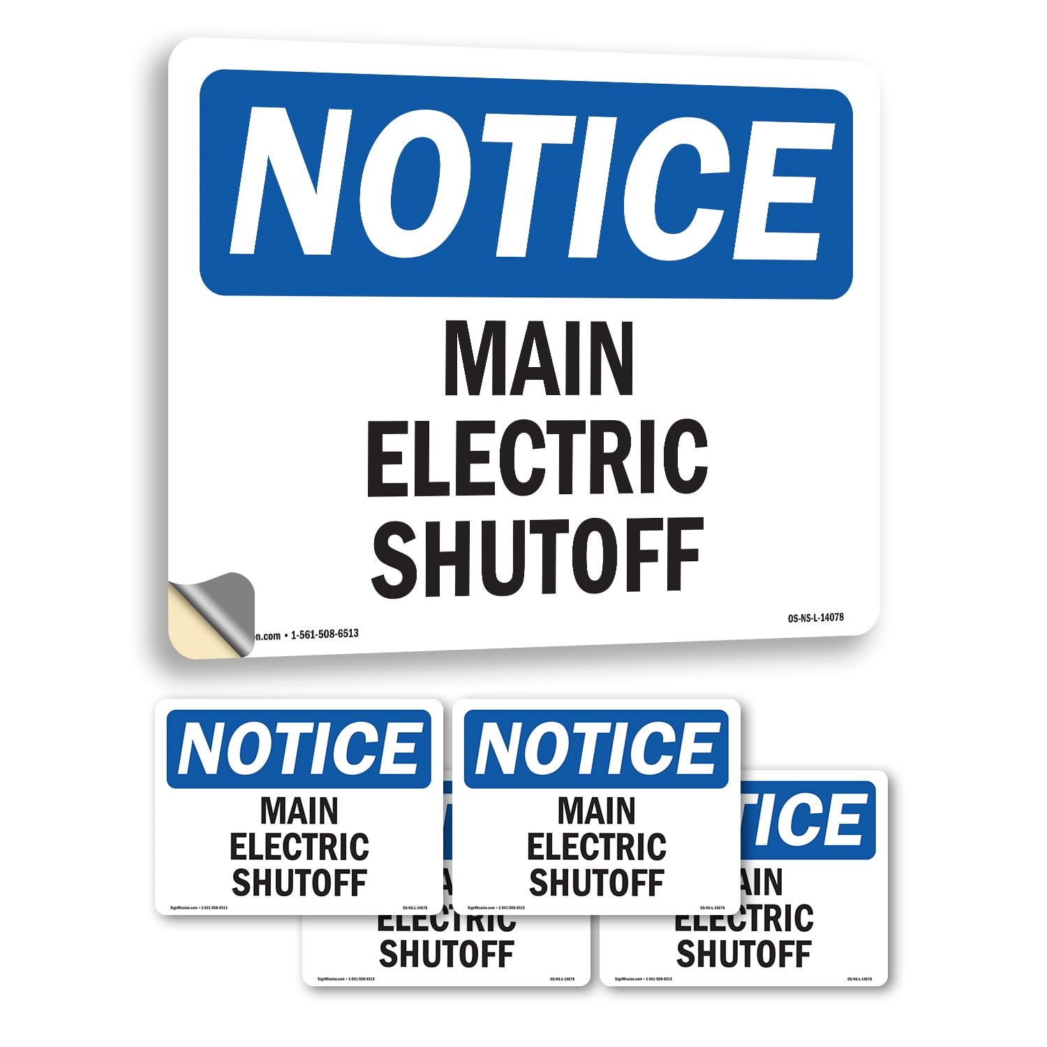 Main Electric Shutoff OSHA Notice Vinyl Decal Label 24 Inch x 18 Inch ...