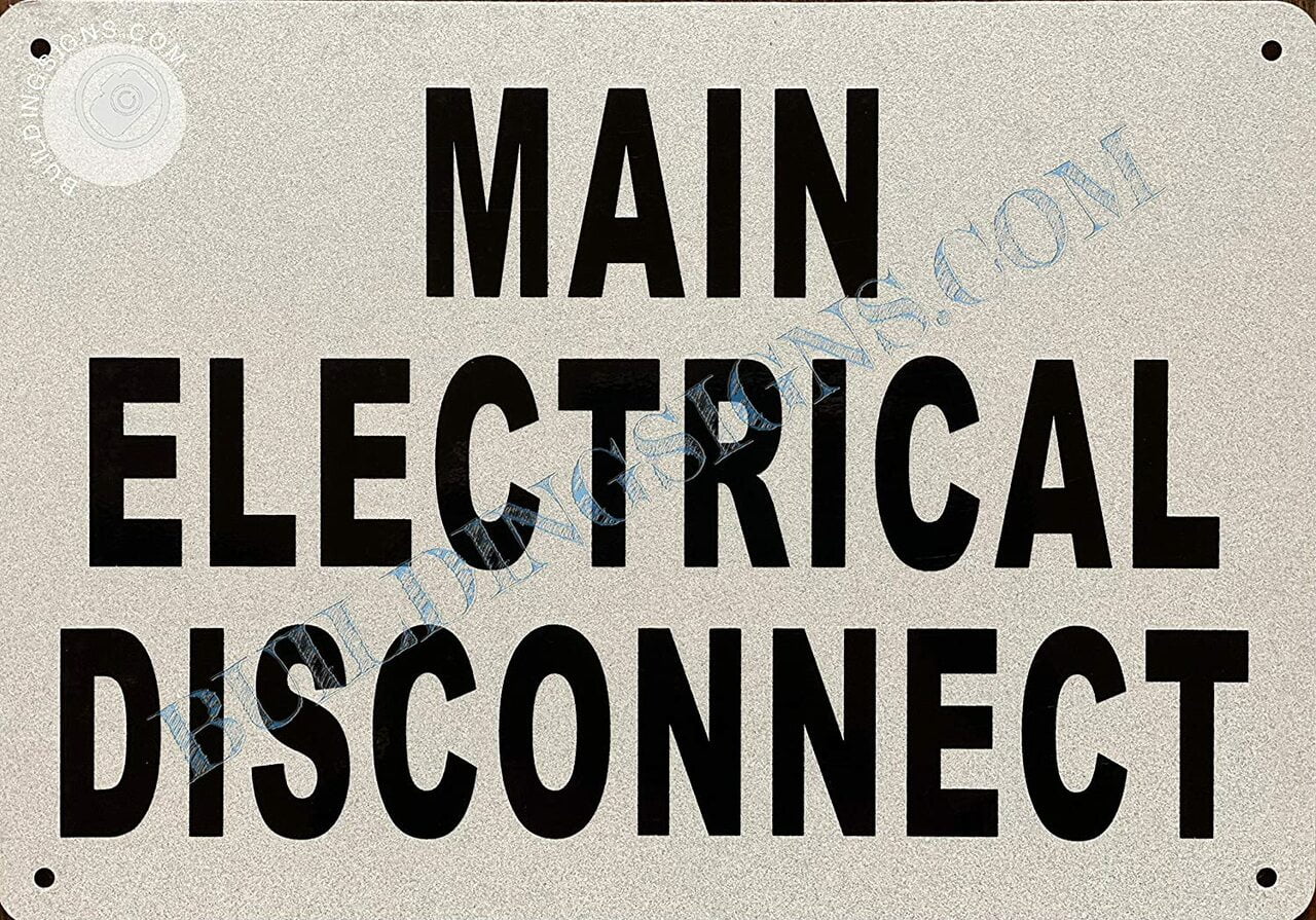 Main Electrical Disconnect Sign (White, Aluminum, Rust Free, Size 7x10 ...