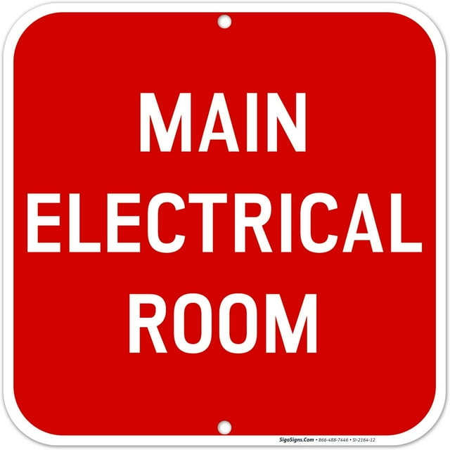 Main Electrical Room Sign, 12x12 Inches, Rust Free .040 Aluminum, Fade ...