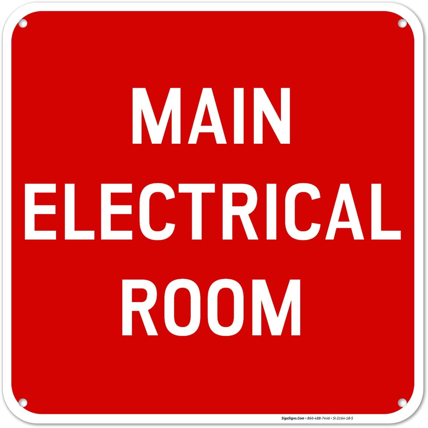 Main Electrical Room Sign, 18x18 Inches, 55 mil Thick HDPS (high ...
