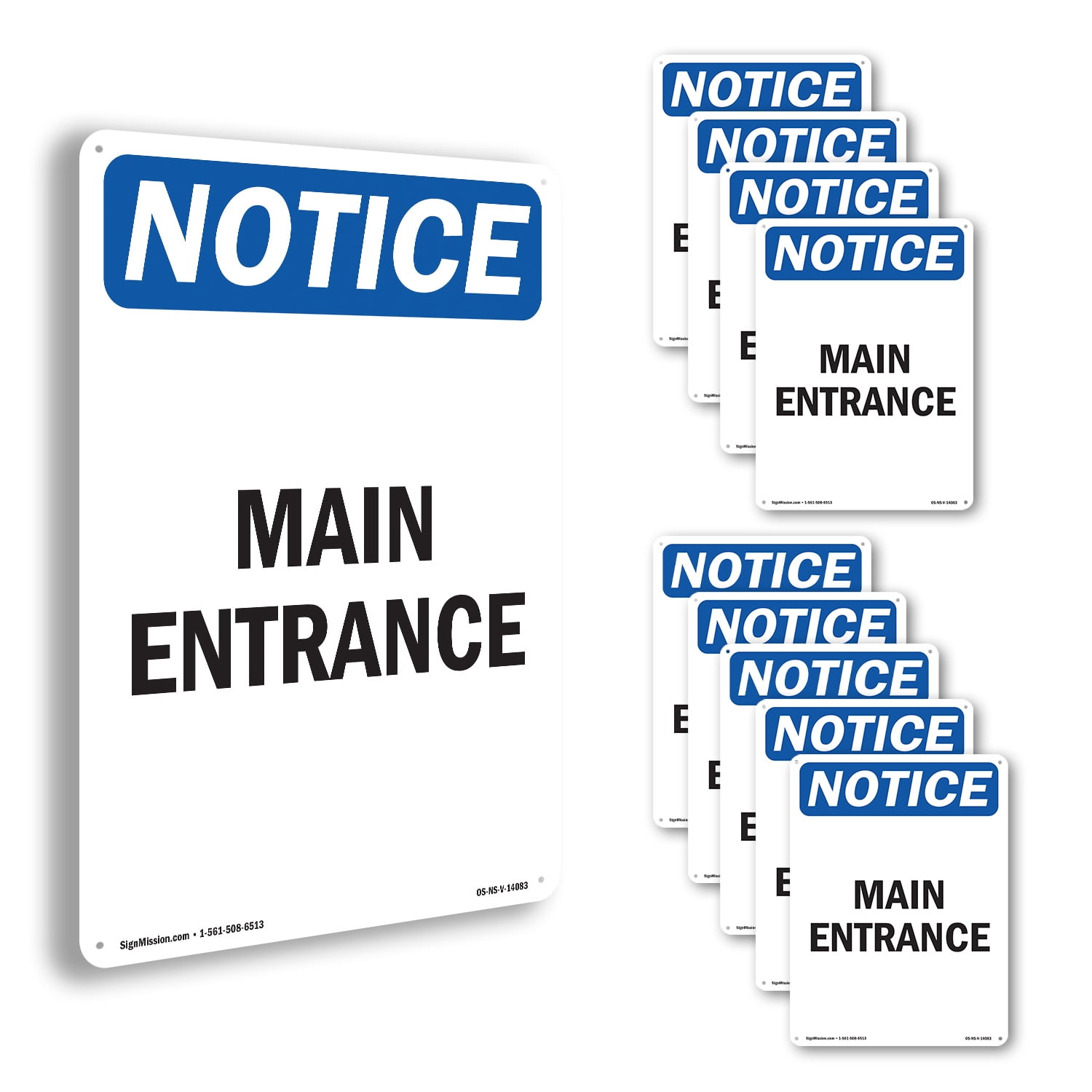 Main Entrance OSHA Notice Rigid Plastic Sign 10 Inch x 7 Inch - 10 Pack ...