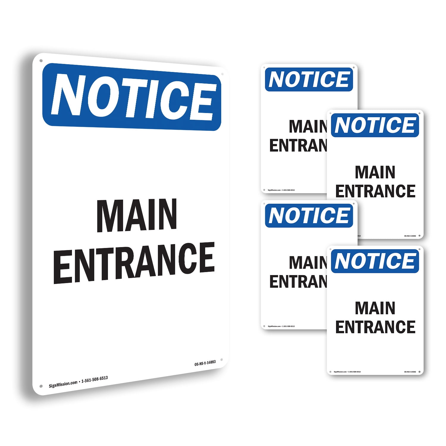 Main Entrance OSHA Notice Rigid Plastic Sign 10 Inch x 7 Inch - 5 Pack ...